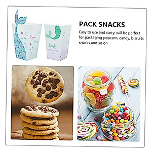 24pcs Popcorn Box Popcorn Box Snack Gift Box Mini Gift Bags for Favors Mini Gift Boxes Food Container Mermaid Popcorn Bucket Candy Table Containers Disposable Popcorn Paper Cup