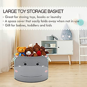 xigua Large Storage Basket Cotton Rope Basket Cute Hippo Baby Laundry Basket for Blankets Toys Storage Basket Laundry Hamper