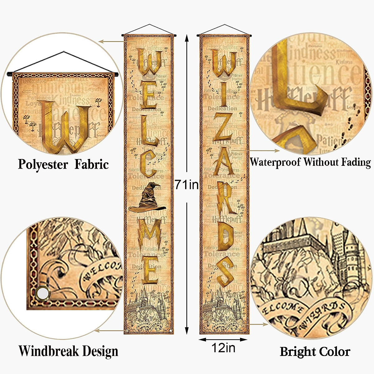 Magical Witch Halloween Decorations Outdoor Wizard Porch Sign Banner Halloween Birthday Party Decorations and Supplies for Home