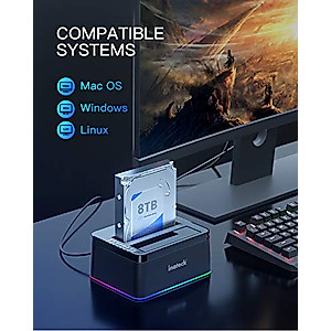 Inateck RGB SATA to USB 3.0 Hard Drive Docking Station with Offline Clone, for 2.5 and 3.5 Inch HDDs and SSDs, UASP Supported, Black SA02003