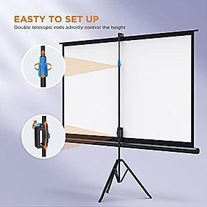Projector Screen and Stand, 16:9 4K HD Projector Screen Outdoor 100 inch Portable Projector Screen with Stand, Easy Setup, Wrinkle-Free , Outdoor Projector Screen for Backyard, Camping, Living Room