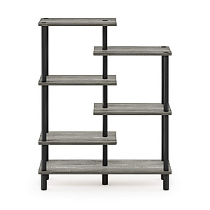 Furinno Turn-N-Tube 6-Tier and 3-Tier Accent Display Racks Bundle | French Oak Grey/Black