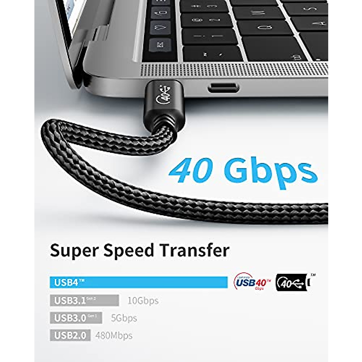 NIMASO [USB-IF Certified] Thunderbolt 4 Cable 3.3ft 40Gbps USB 4 Cable, USB C Display Cable with 8K Video and 100W Charging, Compatible with MacBook Pro, iMac, iPad, Thunderbolt 3 Cable, Hub,USB-C