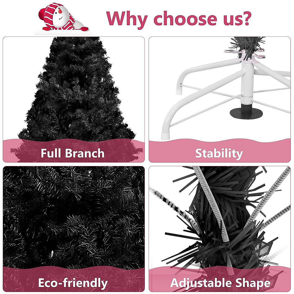 Adiwiid 6ft Halloween Black Christmas Tree with 550 Branch Tips for Home, Office, Party Decoration,Artificial Christmas Tree for Xmas Seasonal Holiday Decoration Indoor Outdoor (Black)