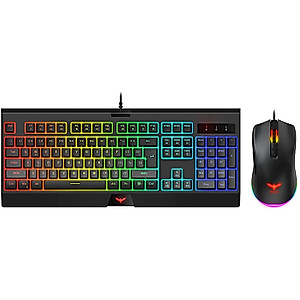 HAVIT KB854L RGB Gaming Keyboard & 6400 DPI Programmable Mouse Combo, 104-Key 7 Color Backlit Black