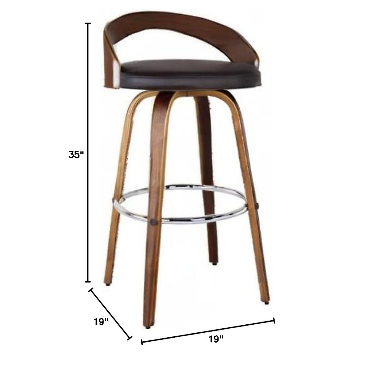Armen Living LCSOBABRWA30 Sonia Barstool with Polyurethane Upholstery, 30"H, Walnut Wood Finish/Brown
