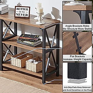 IBF Rustic Console Table, Industrial Wood and Metal Sofa Table, Hallway Entry Table for Home Living Room, Barnwood Foyer Accent Entryway Table with Retro Vintage Storage Shelf, Rustic Oak, 55 Inch