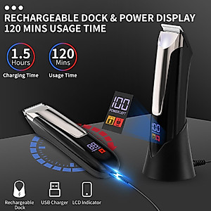 Body Hair Trimmer for Men Groomer: Mens Electric Pubic Groin Hair Shaver - Man Waterproof Ball Trimmers with LED Light - Male Grooming Kit