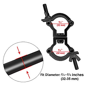 5 Pack Dual Swivel Clamp Turn As Needed Two 360 Degree Clamps Fits Pipe 1¼-1⅜"(32-35mm) Truss F24 Aluminum Alloy, Max.Load 110lb, TUV Certificated, Black