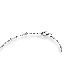 Miabella Italian 925 Sterling Silver Singapore Bead Chain Station Necklace for Women, Made in Italy (30 Inch)