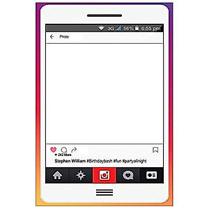 Customize Cell Phone Social Media Frame Photo Booth Prop - sizes 36x24, 48x32; Personalized Party Social Banner Home Decorations, Handmade Party Supply Photo Booth Frame