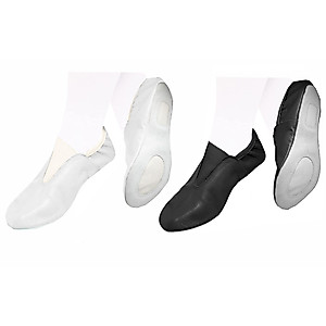 Set of Two Black & White Toddler/Kids/Adult Gymnastic Shoes - Trampoline Shoes Gymnastics - Tumbling Shoes - Agility Gym Shoes Goat Leather Slip-on Rubber Sole, Black & White, 5 UK
