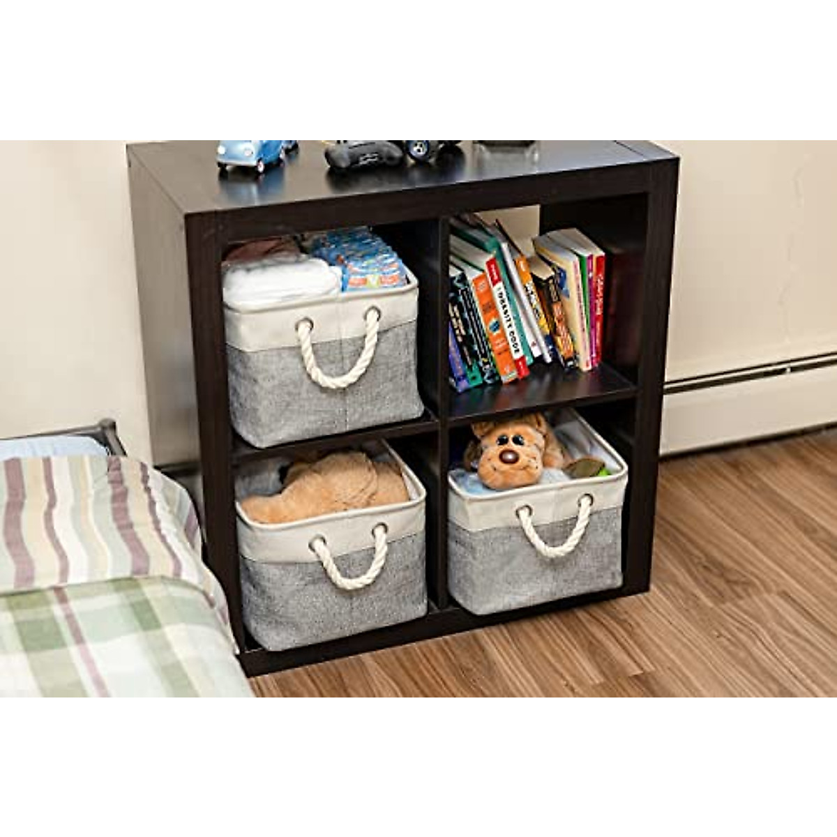 RNK LIVING - Storage Basket for Organizing Home & Office - Fabric Storage Basket - Storage Bin for Shelves - Multi-purpose - 16" L x 12" W x 9" H