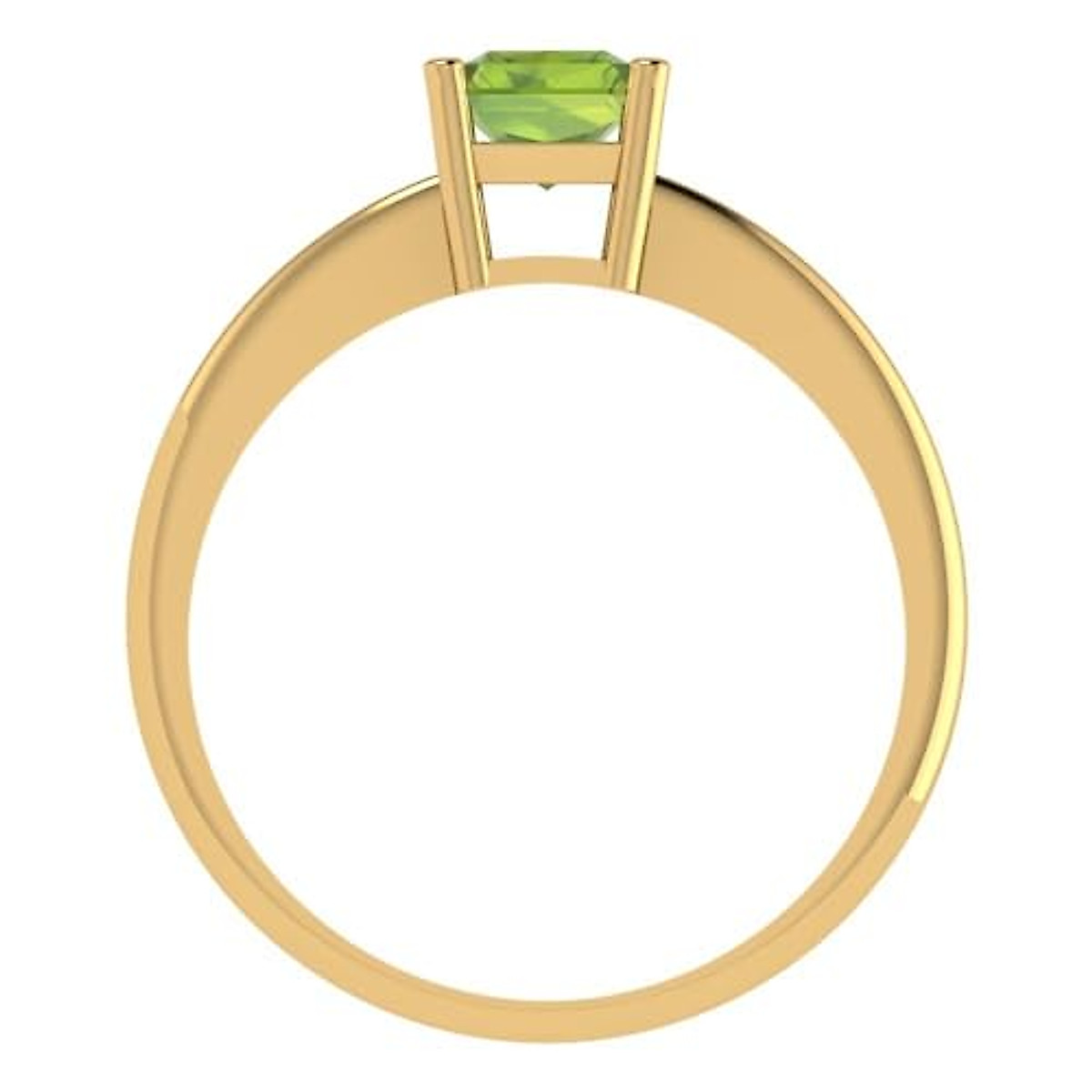Clara Pucci 1.0 ct Radiant Cut Solitaire Natural Peridot Engagement Wedding Bridal Promise Anniversary Ring 18K Yellow Gold Size 9.25