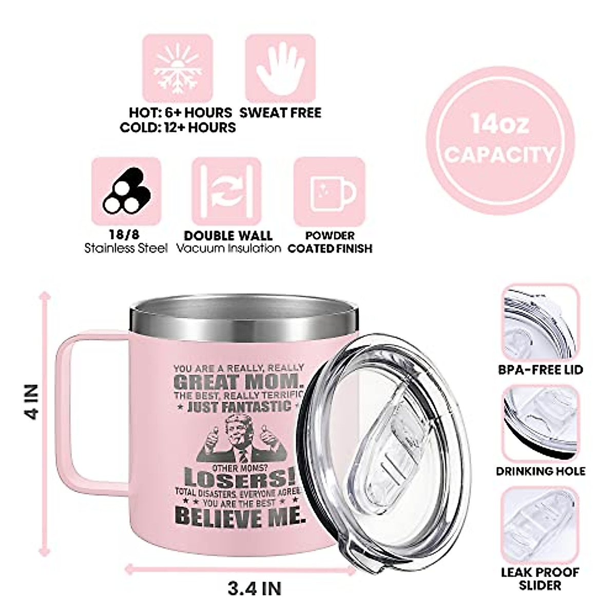 Gifts for Mom - Birthday Gifts For Mom, Mom Birthday Gifts Ideas - Gifts for Mom from Daughter Son Husband - Mom Gifts - Christmas Gifts for Mom - Mother Gifts, Presents for Mom - 14 Oz Mom Mug