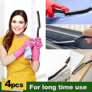 Hard Bristle Crevice Cleaning Brush, Crevice Cleaning Brush | Extra Strong & Long| Gap Cleaning Brush, Hard-Bristled Brush Set, Hand Bristled Stiff Bristle Cleaning Brush with Long Handle（4 pcs）