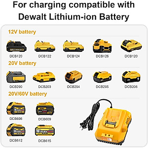 20v Max Battery 2Pack Replacement for Dewalt 20V 6.0Ah Battery with DCB112 Battery Charger Station for DCB201 DCB204 DCB206 DCB120