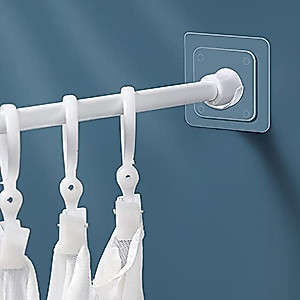 Kakalote 2Pcs Adhesive Shower Curtain Rod Holders,Durable ABS Shower Rod Mount Retainer for Wall No Drilling,Stick On Tension Rod Wall Mount Holder,Easy to Install,Bathroom Accessories(Clear)
