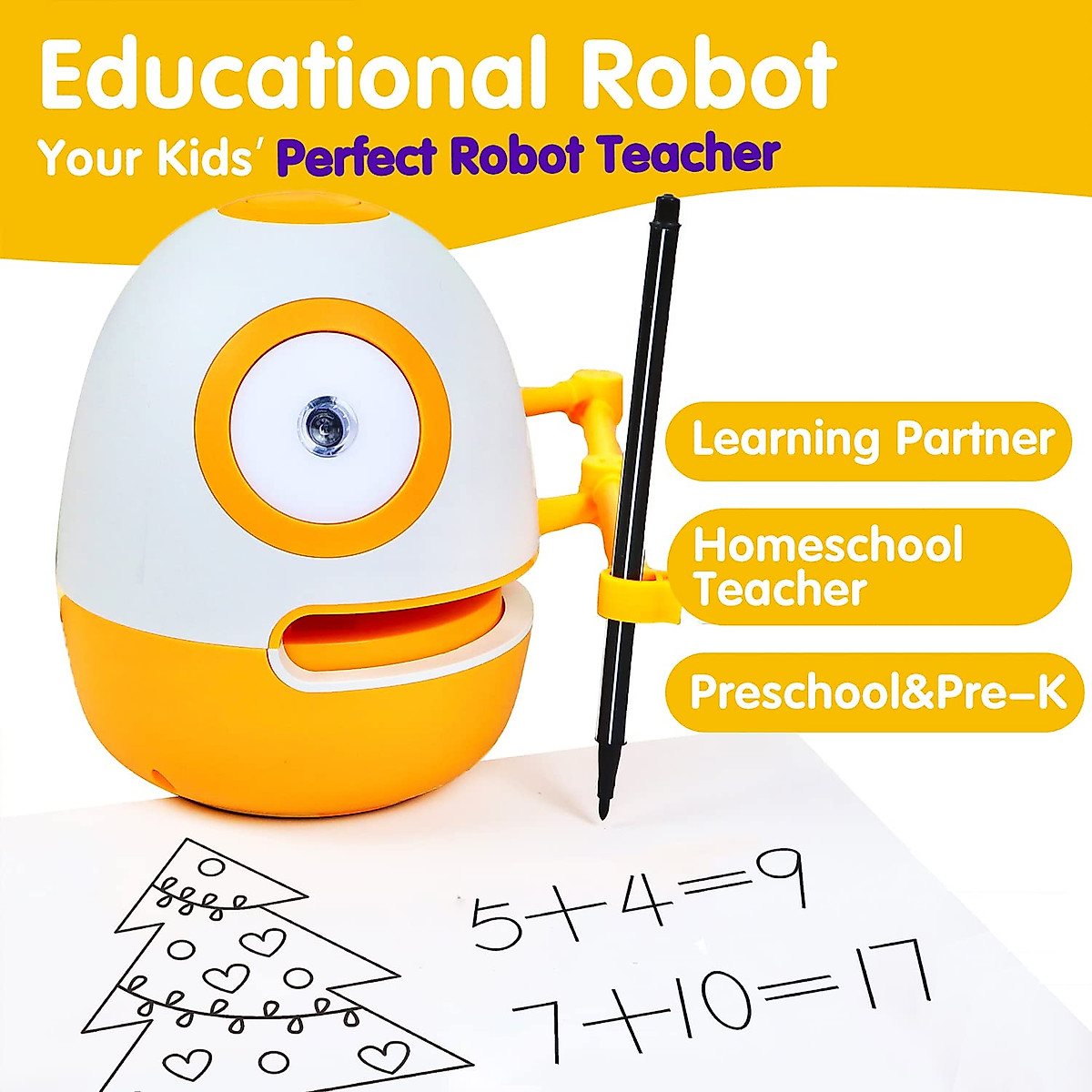 WEDRAW Preschool Learning Educational Toys for 3 4 5 6 7 Year Old Kids, Interactive Talking Robot-Sight Words Math Drawing, Kindergarten Learning Activities Games STEM Toy Gift for Girls Boys 3-7