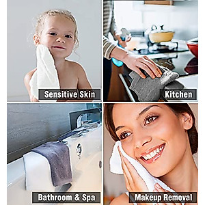 SUMMERMIA 12 Pack Bamboo Washcloths 13" x 13" - Soft Wash Cloths for Your Face Towel, Wash Cloths for Your Body (White)