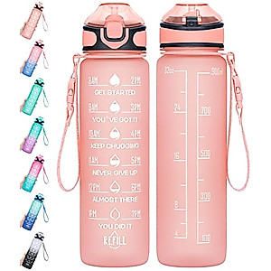 MEITAGIE Water Bottle 32oz with Straw, Motivational Water Bottle with Time Marker & Buckle Strap,Leak-Proof Tritan BPA-Free, Ensure You Drink Enough Water for Fitness, Gym, Camping, Outdoor Sports