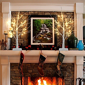 Set of 2 Warm White Birch Tree Light with Battery or USB Powered 24 LED fairy light spirit tree Tabletop twinkling tree Light Decor for Home Party Bedroom Wedding Thanksgiving Christmas Decoration