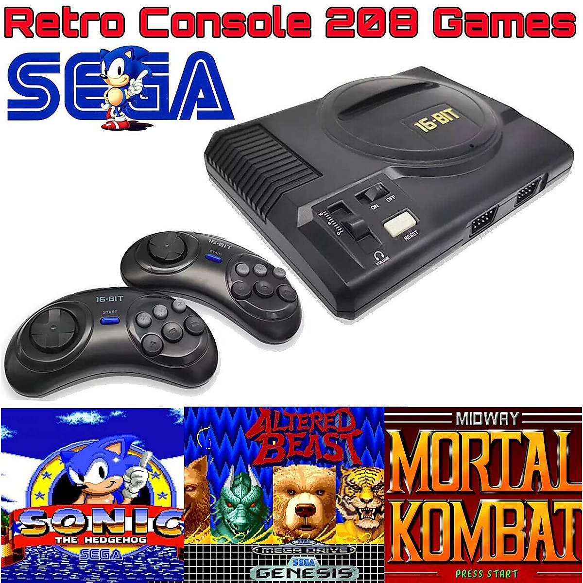 Sega Genesis Retro Console 208 Games Included Retro Console 16 Bit Games
