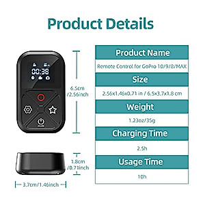 AFAITH Smart Wireless Remote Control for GoPro Hero 11/10/9/8/MAX Black, Rainproof WiFi Controller for GoPro Hero 11/10/9/8/MAX Black