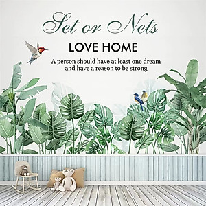 Generic Tropical Leaves Wall Decals Removable Toucan Wall Stickers for Living Room Kids Room Bedroom Playroom TV Wall Decor