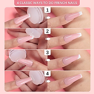 French Nail Stamper - BTArtbox French Tip Nail Tools with Nail Scraper and Replaceable Stamper Head, 100-Time Using Silicone Nail Stamper Kit for Gel Nail Polish DIY Nail Art Tools for Christmas