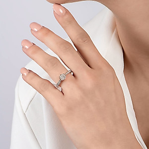 Jewelili Enchanted Disney Fine Jewelry 10K White Gold and Rose Gold 1/3 Cttw Diamond Belle Composite Rose Engagement Ring