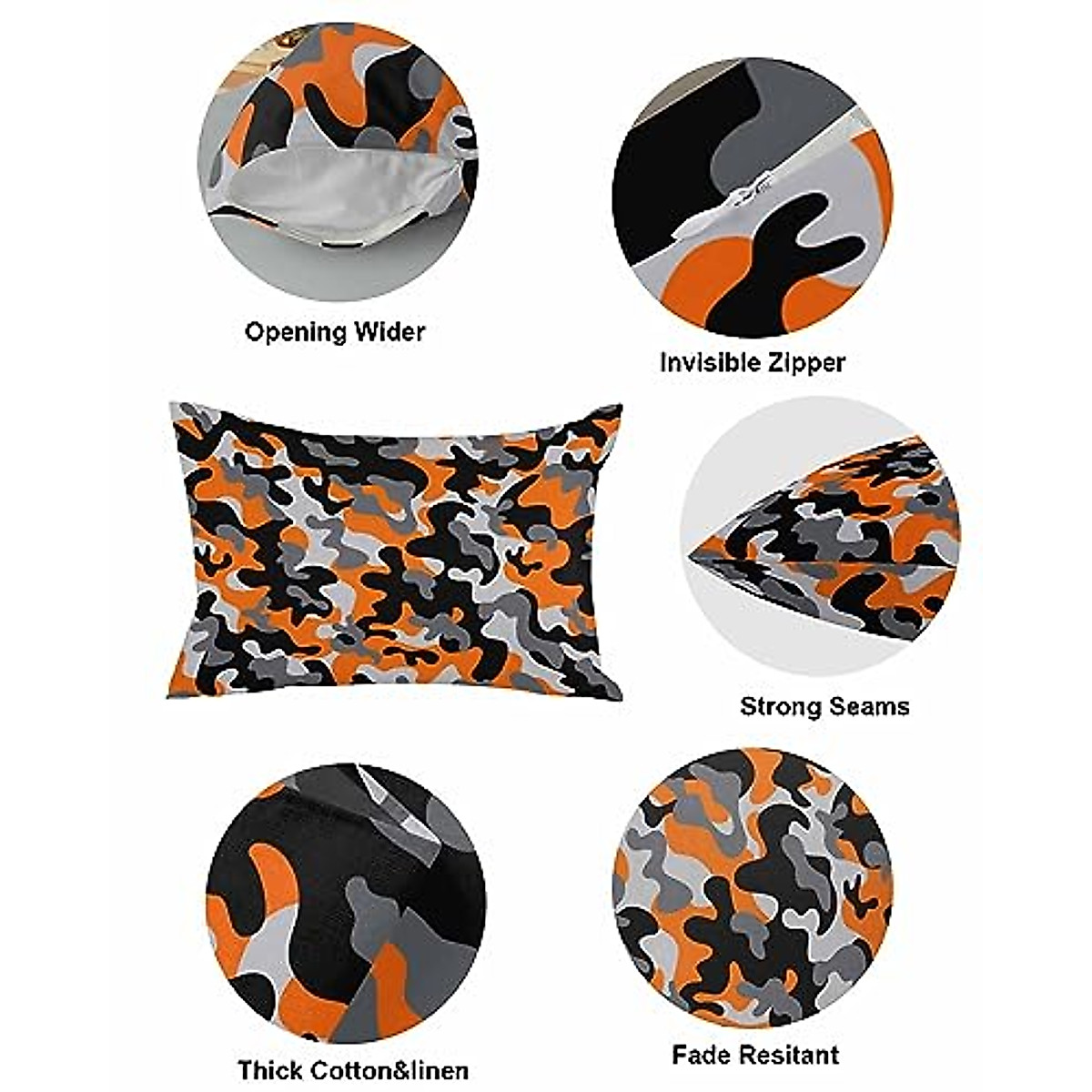 LUSWEET Cotton Throw Pillow Covers Reversible Set of 2, Camo Soft Couch Pillow Covers for Sofa Bedroom Living Room 12 x 20 Inch Decorative Cushion Case Home Decor