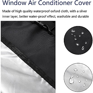 Yesland Window Air Conditioner Cover Outdoor, 25.5''W x 21''D x 17''H Outside Window AC Unit Cover with 2 Adjustable Straps, Black Large Window A/C Cover Bottom Covered AC Covers for Winter