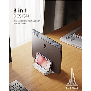 JOYROOM Vertical Laptop Stand,[User Friendly & Space Saving] Aluminum Laptop Holder Desktop Stand with Adjustable Knobs for MacBook/Surface/Dell/Chrome Book/Gaming Laptops [Up to 17.3 inch] White