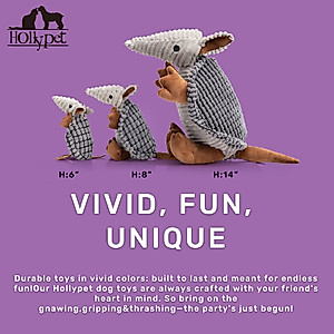 Hollypet Fluffy Dog Toys - Squeaky Plush Dog Toys for All Breeds, Stuffed Toys for Small Medium Large Dogs, Cute Animal-Big Armadillo Toys, Puppy Chew Toy with Clean Teeth| Dark Gray Small