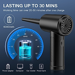 Compressed Air Duster, 3 Gear to 51000RPM Cordless Electric Air Duster, 6000mAh Rechargeable Air Blower with LED Light for Laptop Computer Keyboard Cleaning Pet Hair Crumb Replaces Compressed Air Can