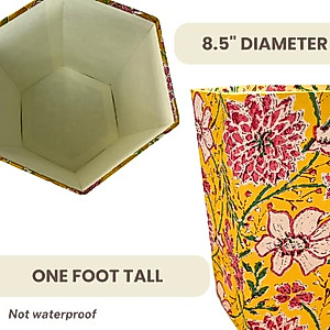 Waste Basket | Decorative Small Waste Basket | Cute Bedroom Trash Can | Pink Trash Can (Yellow & Pink)