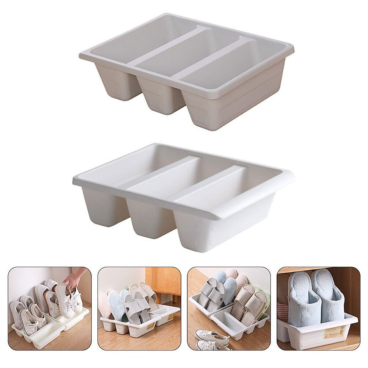 STOBAZA 2Pcs storage shoe tray shoe storage rack Entryway vertical shoe rack closet shoe rack Door Shoe stand shoes organizer rack cabinet storage shelf Shoe Shelf Finishing tray pp porch