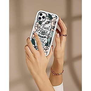 iPhone 13 Pro Max Case,Women Girl Cute Peony Flowers Floral Bible Verse Proverbs 3:5 Quotes Inspirational Christian Clear Soft Rubber TPU Anti Scratch Protective Clear Case Cover for iPhone 13 Pro Max