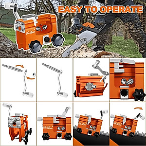 Chain Saw Sharpening Jig, Chain Saw Sharpener Tool with 5Pcs Tungsten Carbide Chainsaw Sharpener Bits, Portable Manual Chainsaw Chain Sharpening Jig Kit for 4"-22" Chain Saws, Keep Chain Saw Sharp