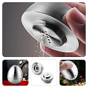 Yardwe Stainless Steel Container Egg Shaped Salt and Pepper Shakers Stainless Steel Shaker Bottles Seasoning Container Empty Condiment Jar for Kitchen Home Bbq Toilet Planter Pot