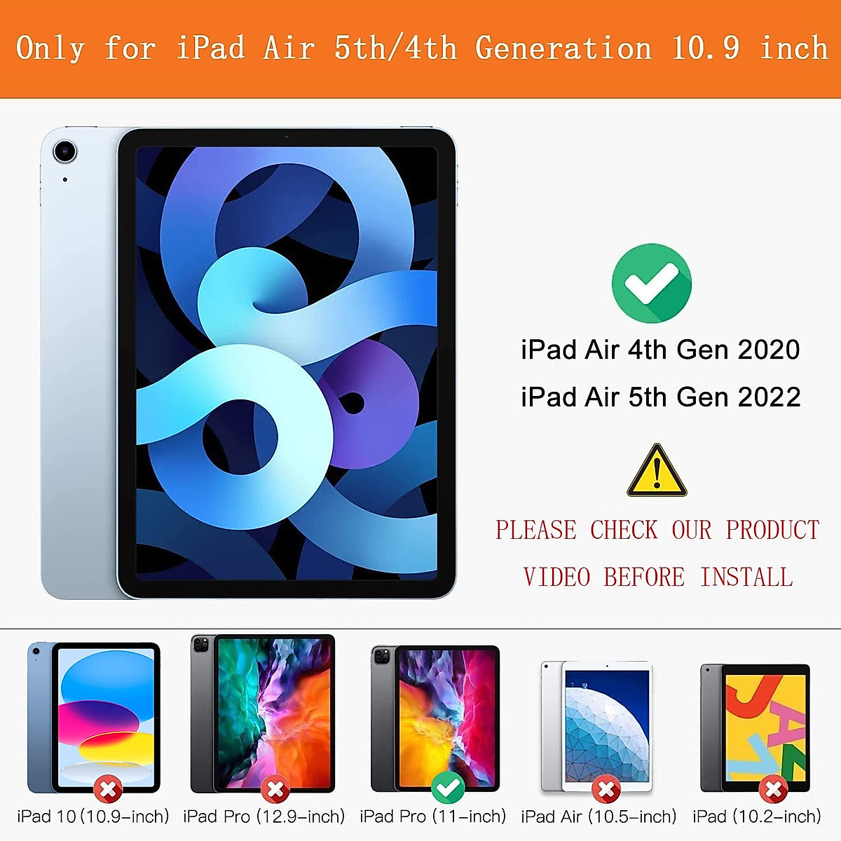 ZenRich iPad Air 5th Generation Case 2022, iPad Air 4th Generation 10.9 inch Case with Pencil Holder/Stand/Hand Strap/Shoulder Belt, Shockproof Case for iPad Air 10.9'',Black