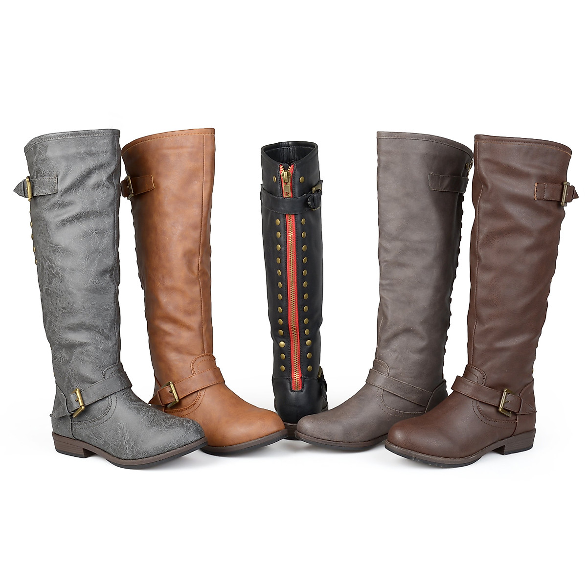 Journee Collection Women's Spokane Stacked Heel Riding Boots - Taupe