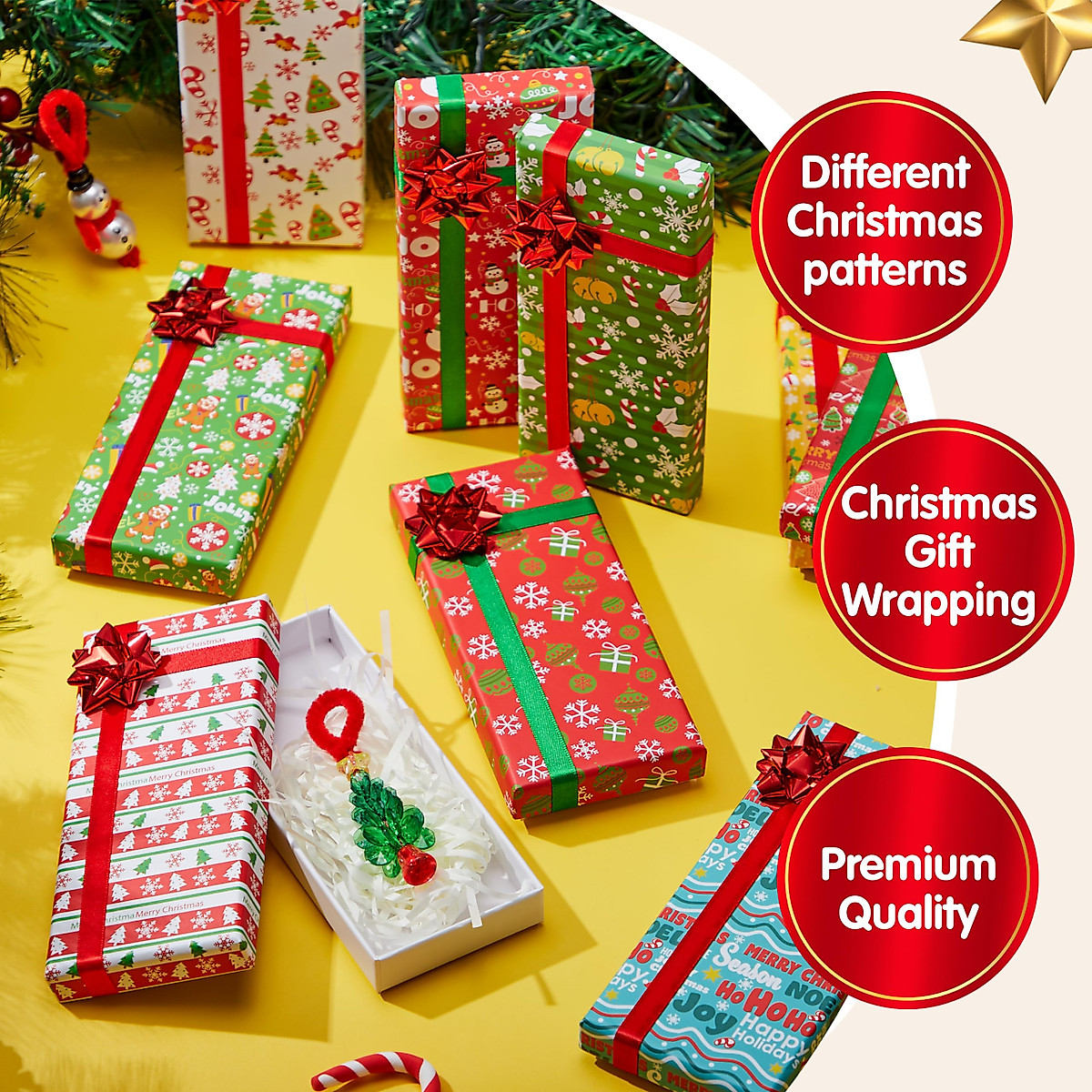 JOYIN 9PCS Present Gift Card Box with Bow, Christmas Cash Money Holder Boxes, Present Card Holder, Xmas Party Favor Gift Wrapping Boxes (6.5'' x 2.8'' x 0.8'')