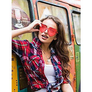Weewooday 40 Pairs Heart Glasses Rimless Heart Shaped Frameless Sunglasses Transparent Sunglasses Tinted Eyewear(Red)