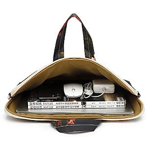 DACHEE Black Peony Patten Waterproof Laptop Shoulder Messenger Bag Case Sleeve for 14 Inch 15 Inch Laptop Case Laptop Briefcase 15.6 Inch