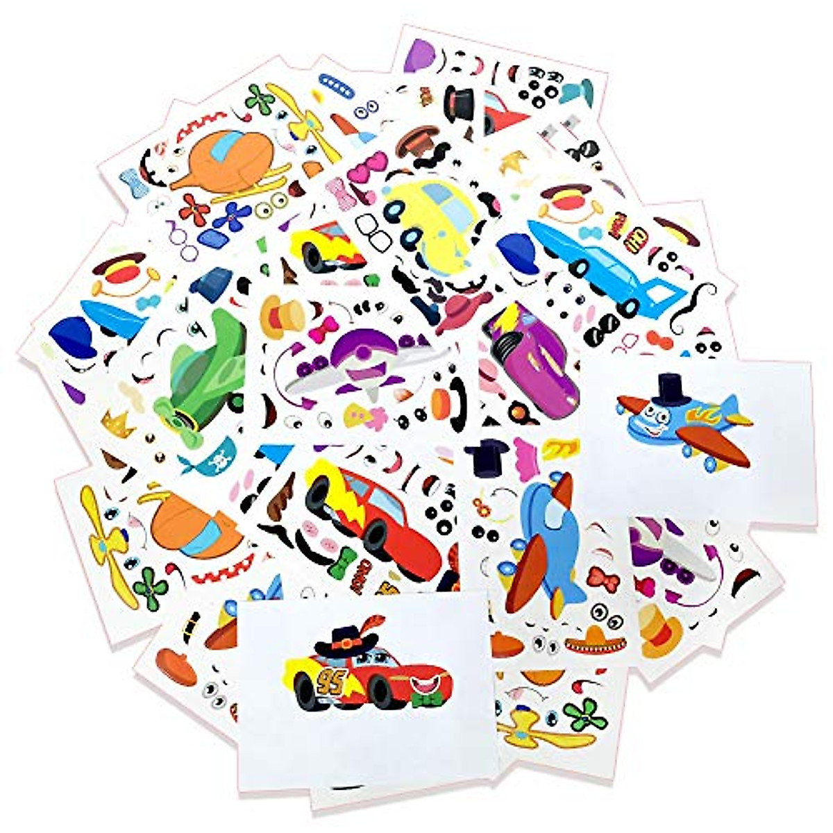 36 PCS Make a Face Stickers, Make Your own Stickers, Car and Airplane Sticker for Kids, Stickers as Gift of Festival, Reward, Birthday, Party Favor, Art Craft, Kids Party Favors