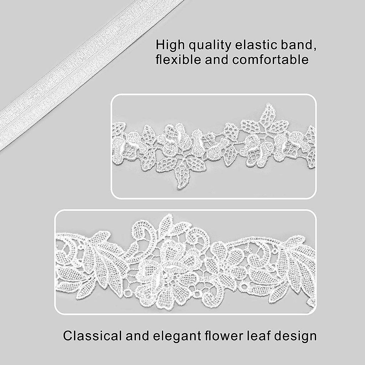 Wedding Garters for Bride Garter Set for Bride Wedding Garter Belts Lace Bridal Garter 2 Piece Plus Size (White, S)