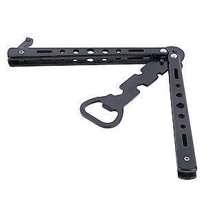OULII Butterfly Knife Style Bottle Opener Tool Metal Beer Opener Bar Supplies (Black)