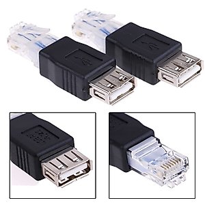 Ethernet to USB Adapter, 2 PCS USB to Ethernet Adapter, RJ45 Ethernet Male to USB Female Converter, USB to RJ45 Adapter 10Mb/100Mbs Network Connector for Laptops Computers